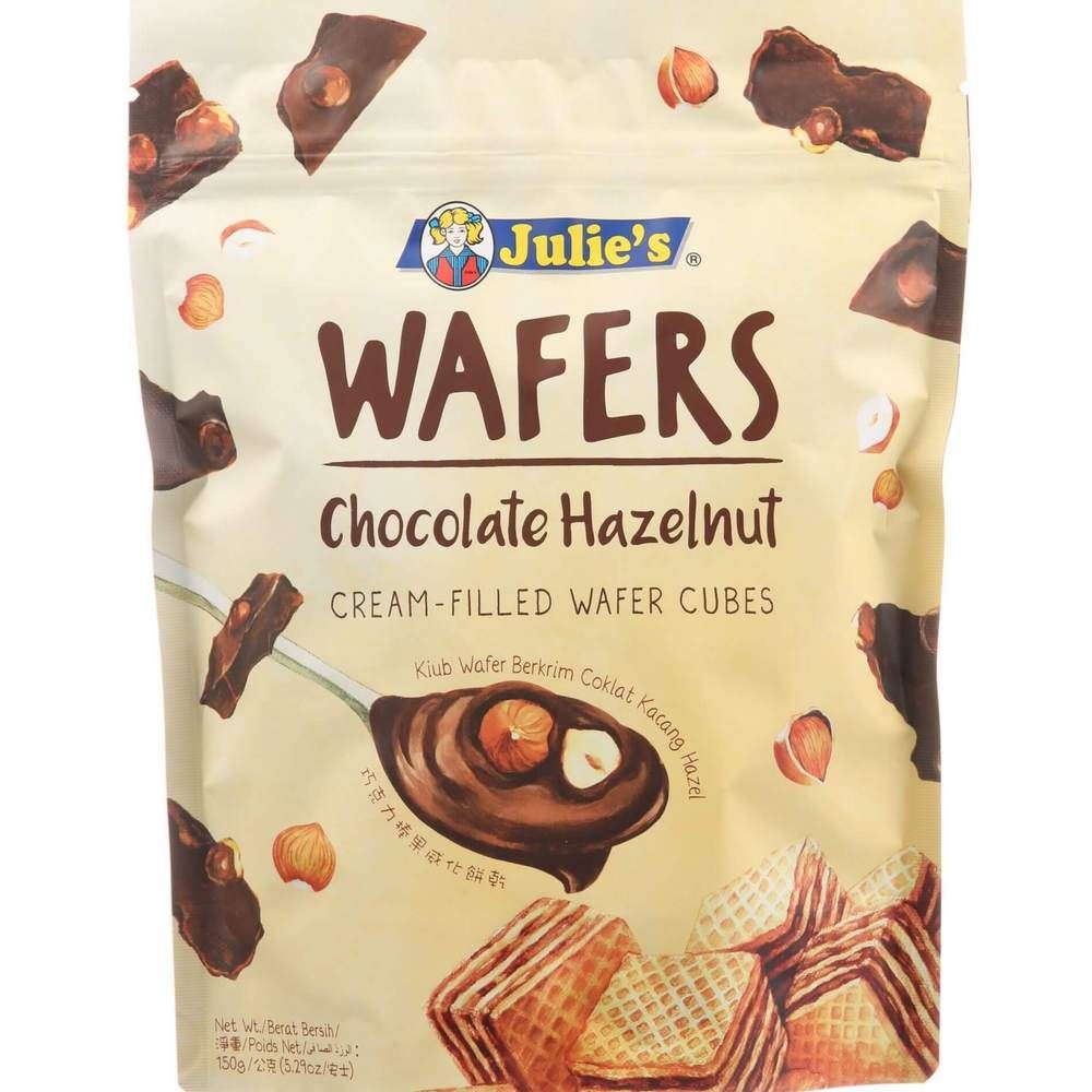 Julie’s Wafers Chocolate Hazelnut Cream-Filled Wafer Cubes 150g x 24 ...
